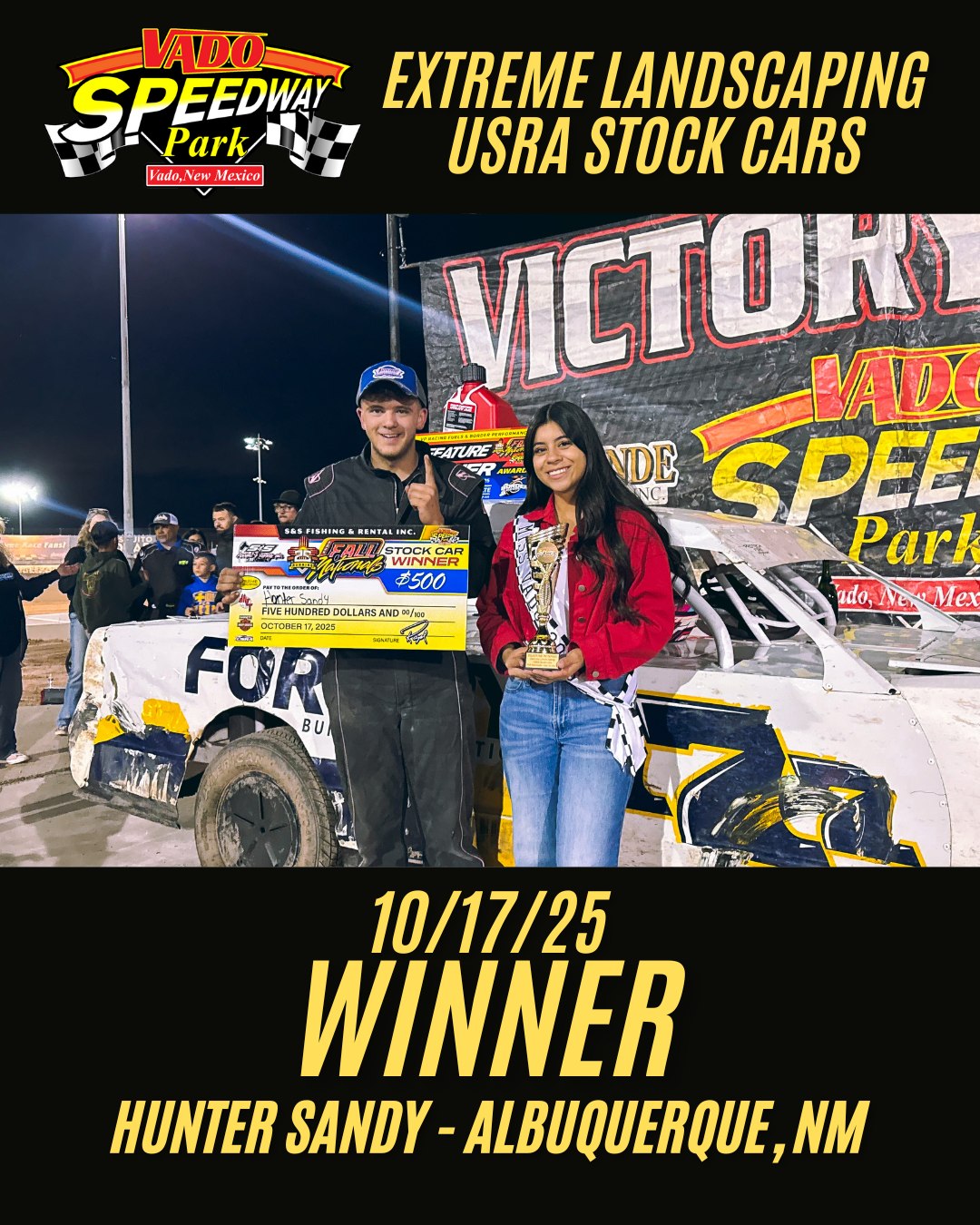 Winners For October 17th, 2025 - Vado Speedway Park
